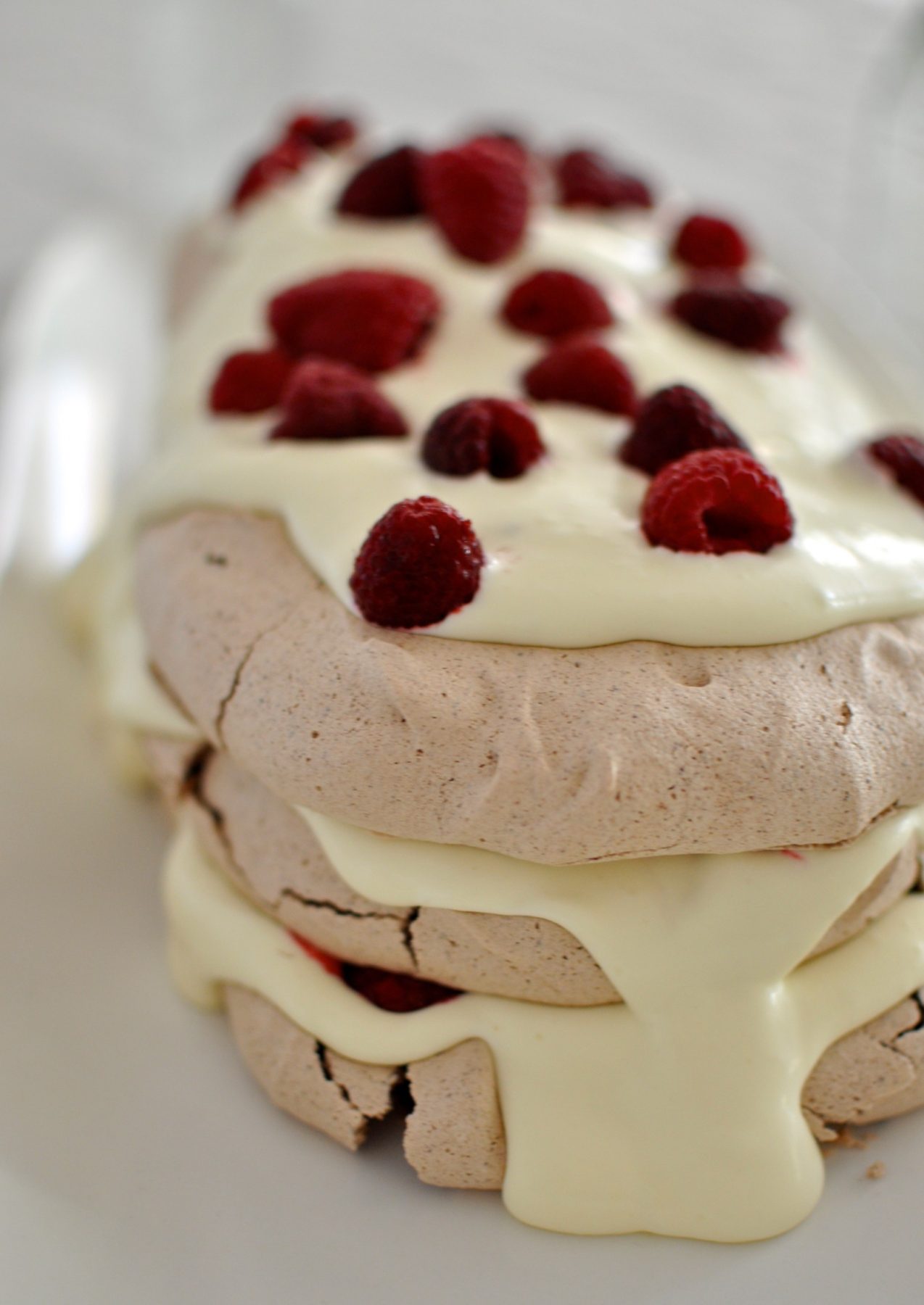 Chocolate and raspberry pavlova stack - Claire K Creations
