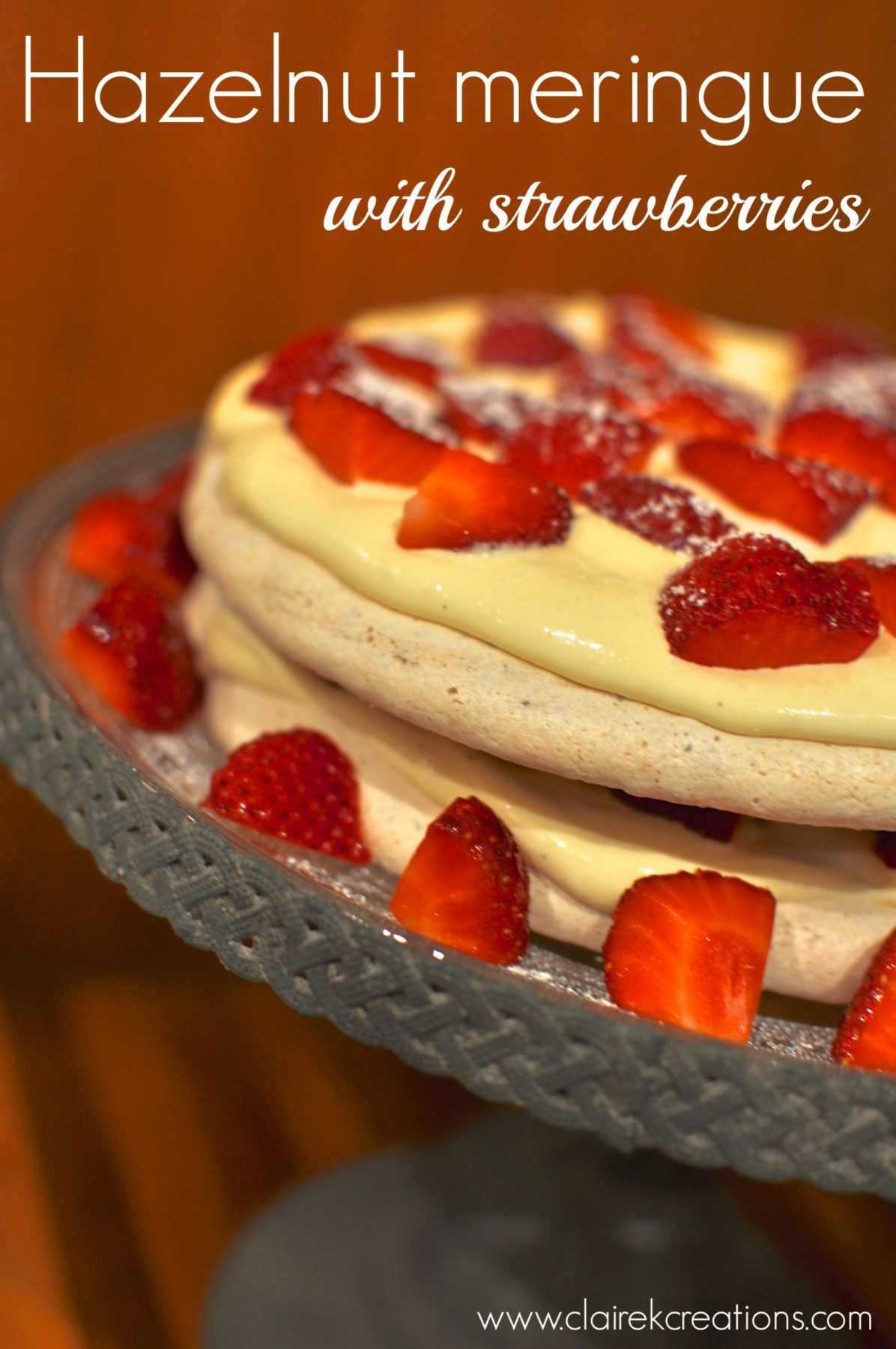Hazelnut meringue with strawberries - Meringue Mania - Claire K Creations