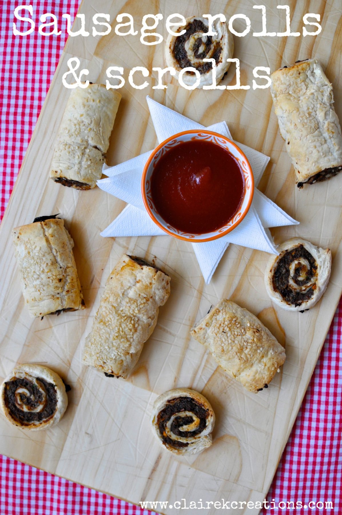 Sausage rolls and scrolls - a healthier version - Claire K Creations