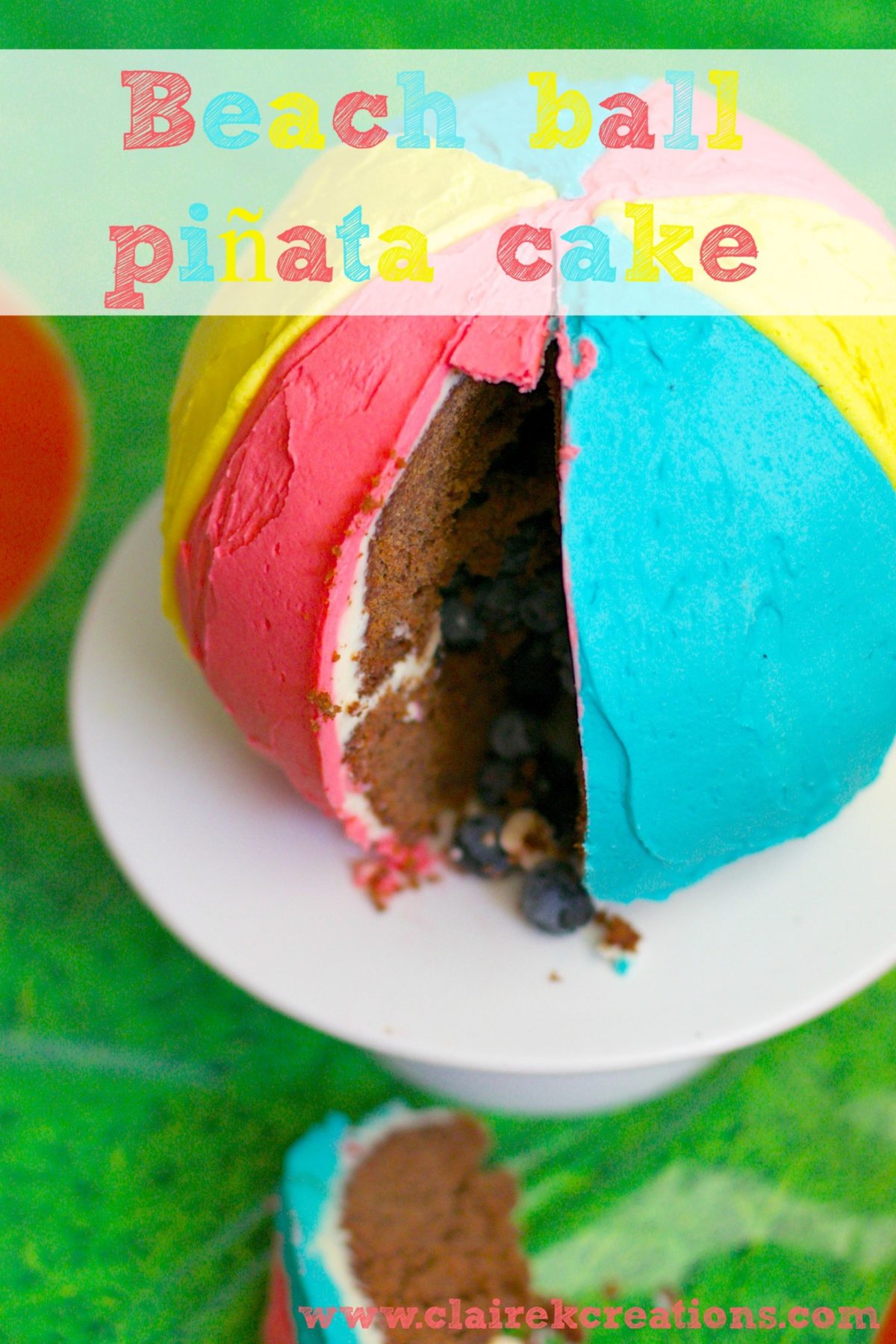 Beach ball piñata cake - Claire K Creations