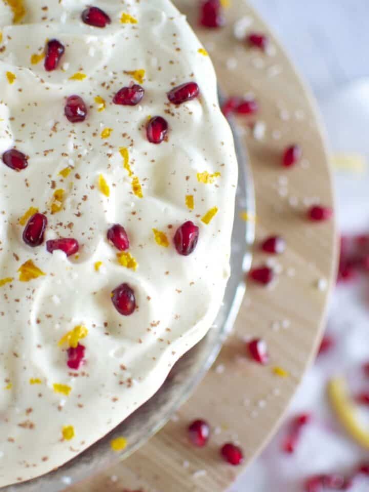 Choc orange Brazilian cake with pomegranates