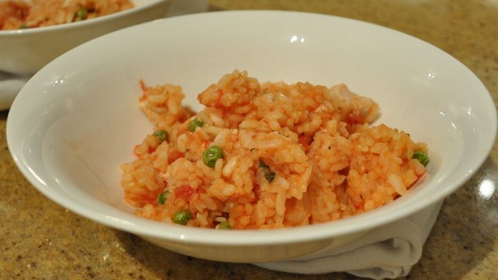 Tomato chicken risotto with basil (simple midweek dinner)