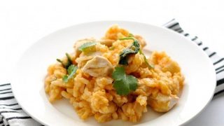 Tomato chicken risotto with basil (simple midweek dinner)