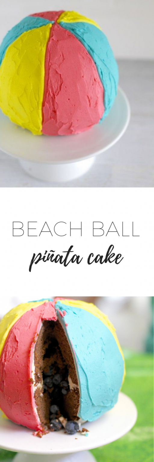 Beach ball piñata cake - Claire K Creations